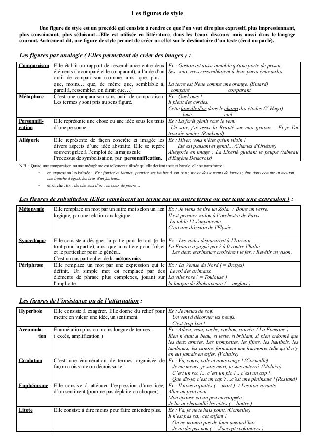 [FRANCAIS - 2nde] Figures de Style