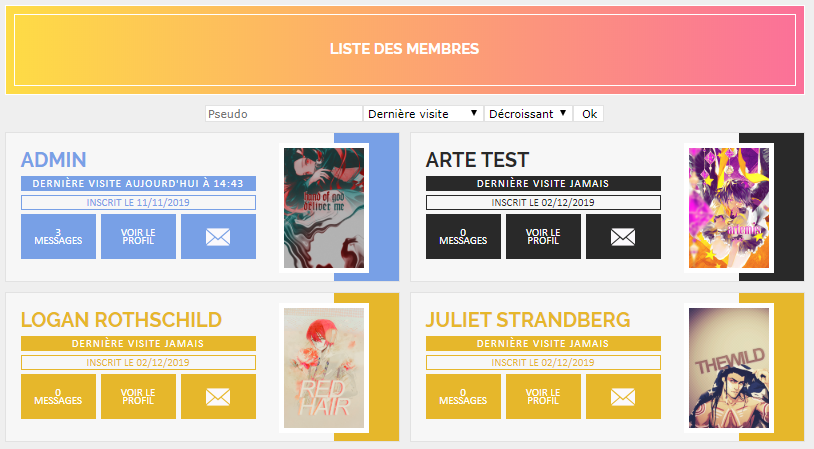 Liste des Membres #1
