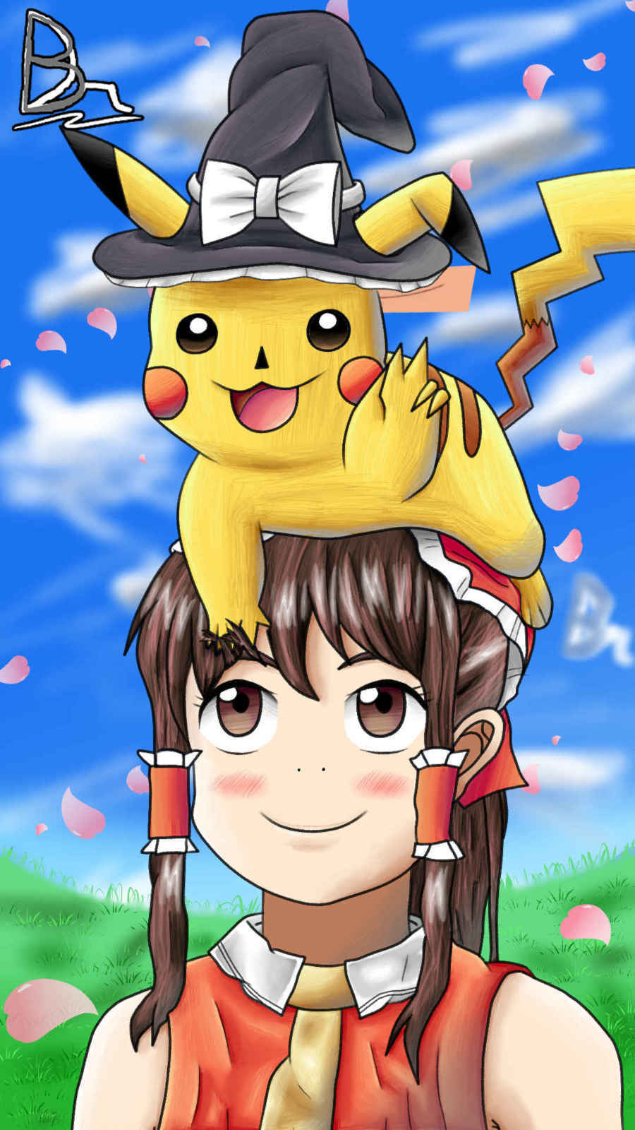 Pikachu and Reimu || ピカチュウと霊夢 : r/touhou