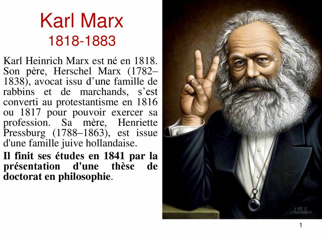 KARL MARX. PHILOSOPHE JUIF DESCENDANT DE RABBIN.