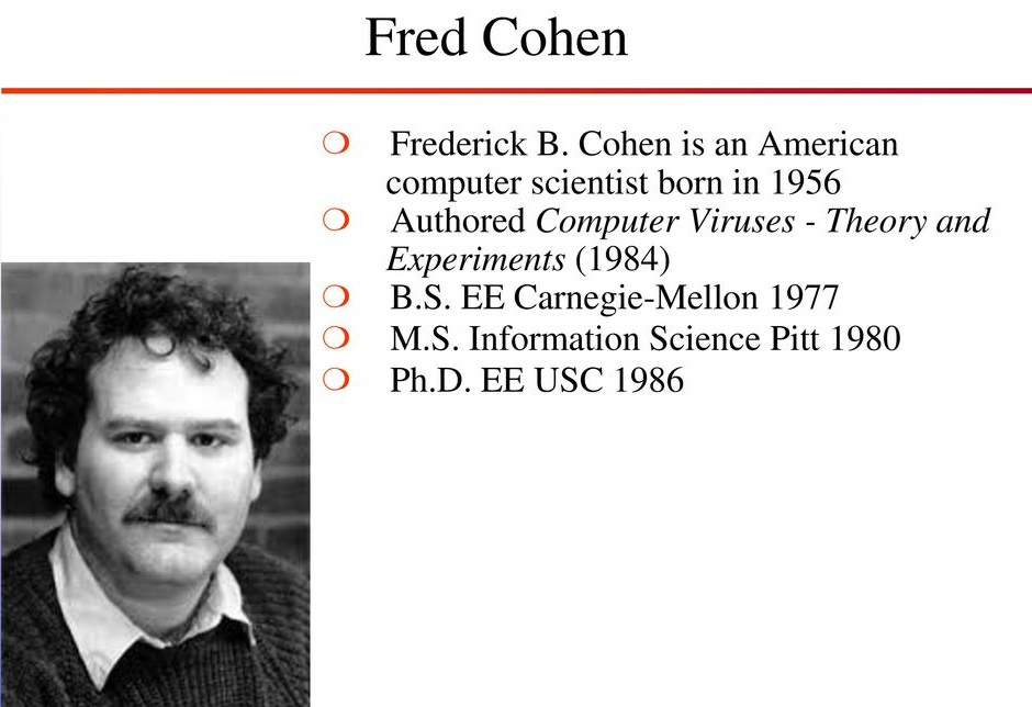 FREDERICK B. COHEN. INFORMATICIEN JUIF AMERICAIN.