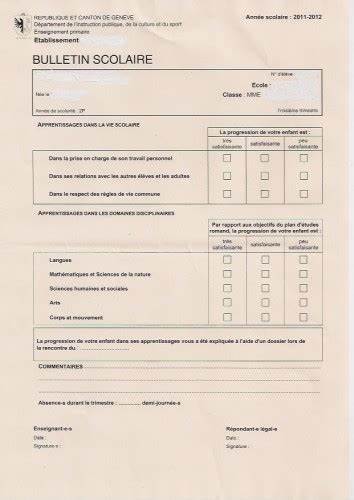 LES BULLETINS SCOLAIRES A L'ECOLE DE NOTRE ENFANCE.